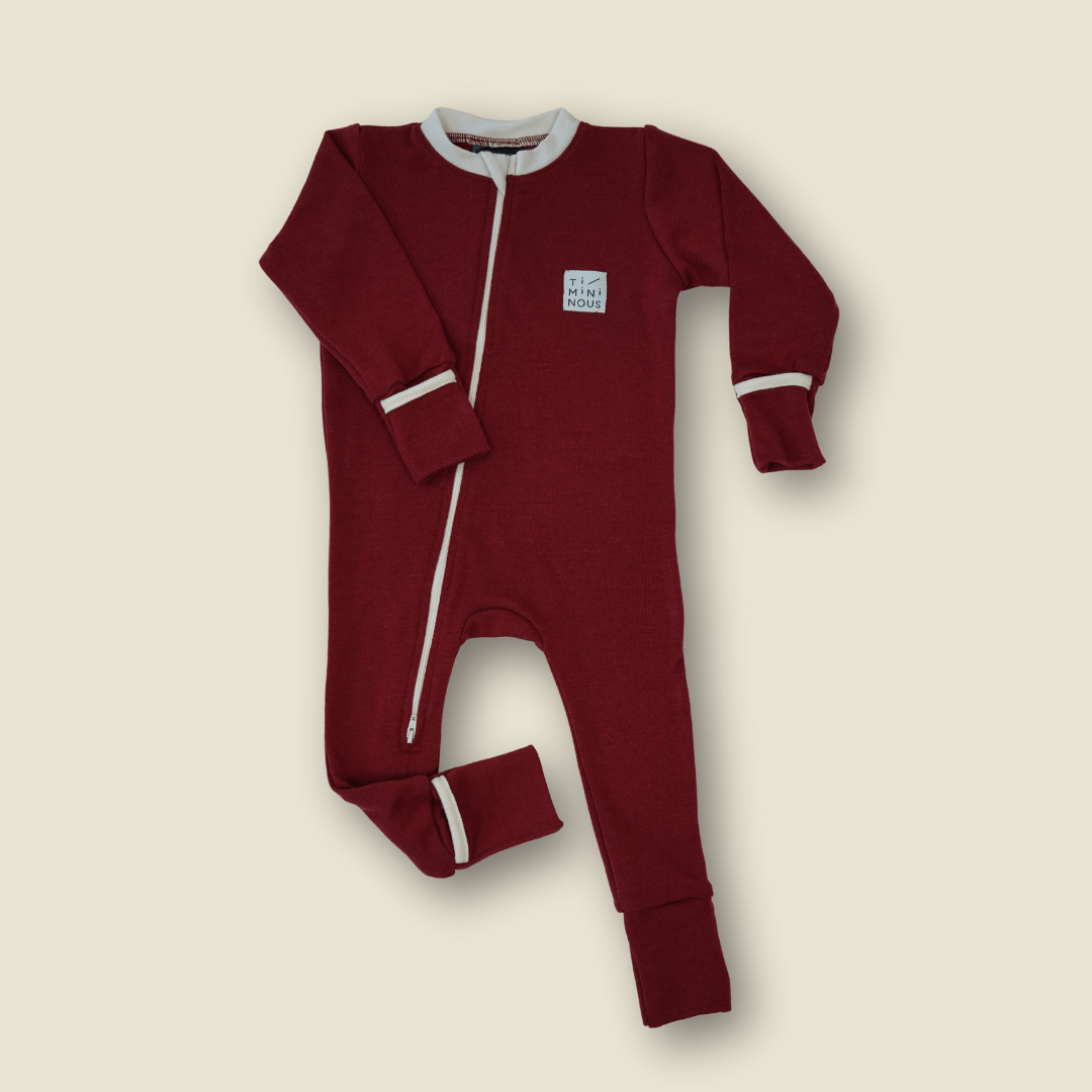 Grow-With-Me Merino Wool Thermal Onesie For Babies And Toddler - Ruby ...